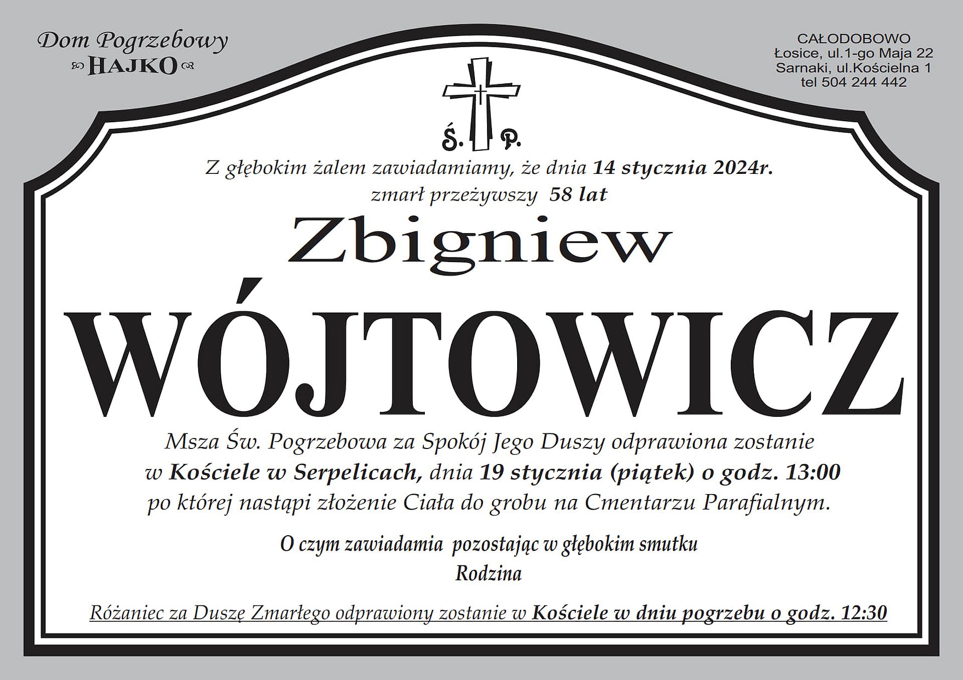Wójtowicz Zbigniew - Dom Pogrzebowy HAJKO