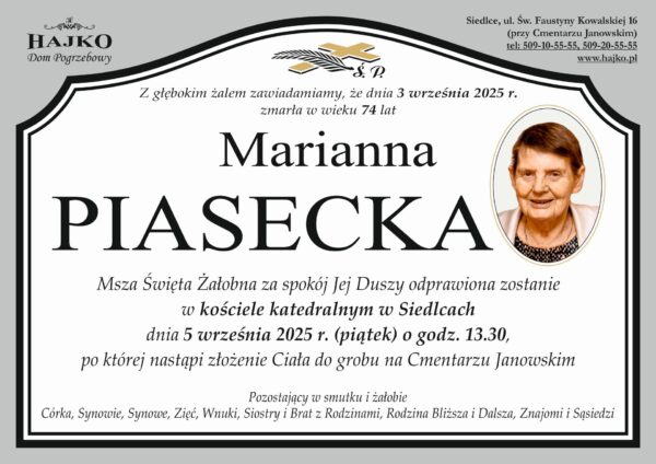 Piasecka Marianna - Dom Pogrzebowy HAJKO